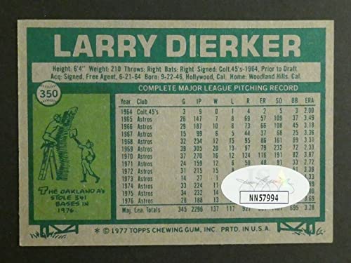 Larry Dierker Signed Baseball Card with JSA COA