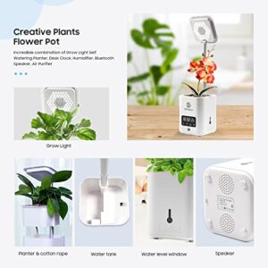 RayGalax Smart Planter for Indoor Plants, 20cm by 20cm Self Watering Pots Indoor Garden Grow Light with LED Table Desk Lamp Clock Humidifier Automatic Hydroponics Kit Planters for Herb, Small Plants