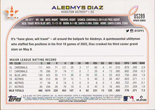 2022 Topps Update #US289 Aledmys Diaz NM-MT Houston Astros Baseball