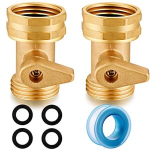 yelun garden hose shut off valve- 3/4”heavy duty brass shut off valve hose ball valve garden hose connector 2 set