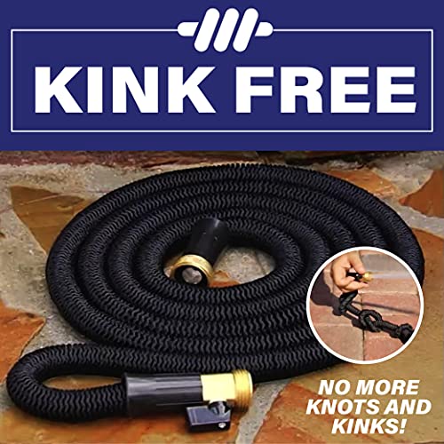 Xhose Pro Garden Hose, 50 Foot Expandable Garden Hoses, Tough & Flexible Water Hose, Lightweight, Solid Brass Fittings, Kink Free, Easy to Use & Store