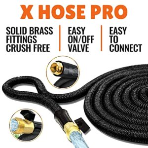 Xhose Pro Garden Hose, 50 Foot Expandable Garden Hoses, Tough & Flexible Water Hose, Lightweight, Solid Brass Fittings, Kink Free, Easy to Use & Store