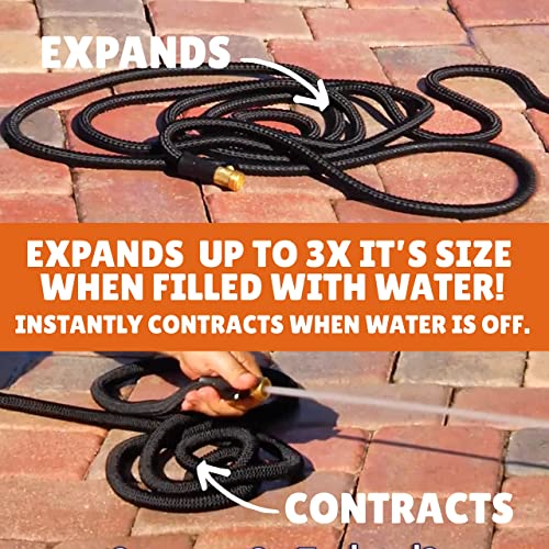 Xhose Pro Garden Hose, 50 Foot Expandable Garden Hoses, Tough & Flexible Water Hose, Lightweight, Solid Brass Fittings, Kink Free, Easy to Use & Store