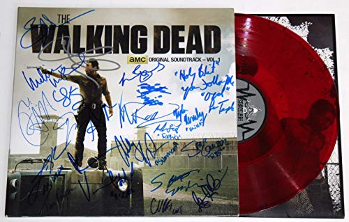 The Walking Dead Cast Signed Soundtrack LP Red Vinyl Record