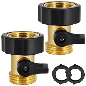 lifynste heavy duty brass shut off valve garden hose connector, 2 sets