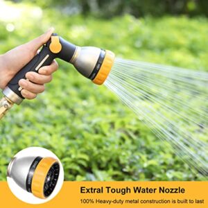 FANHAO Garden Hose Nozzle, 100% Heavy Duty Metal Spray Nozzle with Thumb Control, High Pressure Water Nozzle with 8 Adjustable Spray Patterns for Watering Plants, Washing Cars and Showering Pets