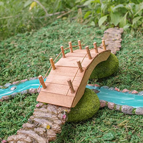 TG,LLC Treasure Gurus Miniature Wooden Arch Bridge Fairy Garden Ornament Outdoor Dollhouse Decor Supply