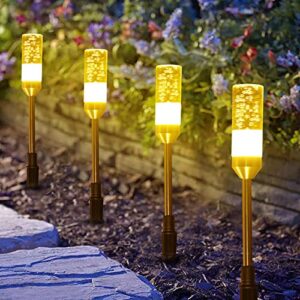 b-right led low voltage pathway lights outdoor, 4.8w 570 lumens 12v ac plug 6 pack extendable landscape lighting ip65 waterproof garden lights path lights for patio yard walkway, warm white, 2700k