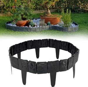 garden edging border, garden landscape edging borders for flower bed, black stone effect plastic lawn edging fencing | no dig landscape edging | 20 pcs | 16 ft | (black)