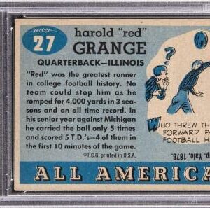 1955 Topps All-American Red Grange #27 Signed Football Card PSA 6 Auto 9 POP 2 - NFL Autographed Football Cards