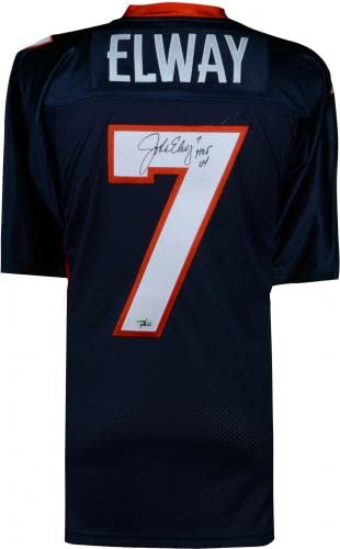 John Elway Denver Broncos Autographed Blue Mitchell & Ness 1997 Throwback Authentic Jersey with "HOF 2004" Inscription - Autographed NFL Jerseys