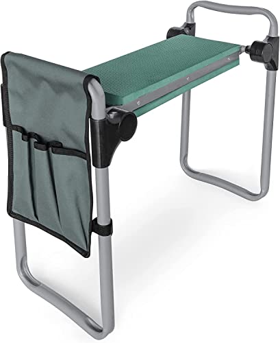 Gardening Seat Garden Kneeler and Seat Workbench Gardening Workseats Foldable Garden Seat Bench with Soft EVA Kneeling Pad for Gardening Tool Bag 2 in1 PRESS FOLDING Waterproof Gardening Gifts 330lbs