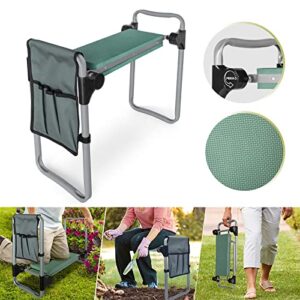 Gardening Seat Garden Kneeler and Seat Workbench Gardening Workseats Foldable Garden Seat Bench with Soft EVA Kneeling Pad for Gardening Tool Bag 2 in1 PRESS FOLDING Waterproof Gardening Gifts 330lbs