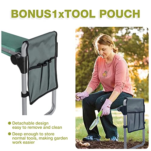 Gardening Seat Garden Kneeler and Seat Workbench Gardening Workseats Foldable Garden Seat Bench with Soft EVA Kneeling Pad for Gardening Tool Bag 2 in1 PRESS FOLDING Waterproof Gardening Gifts 330lbs