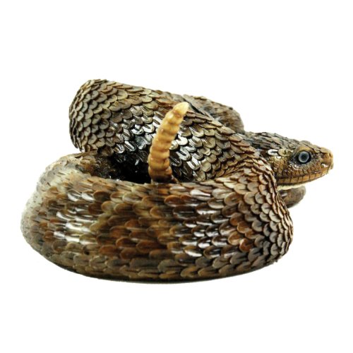 Western Diamondback Rattlesnake S by Michael Carr Designs - Outdoor Snake Figurine for gardens, patios and lawns (80058),Brown