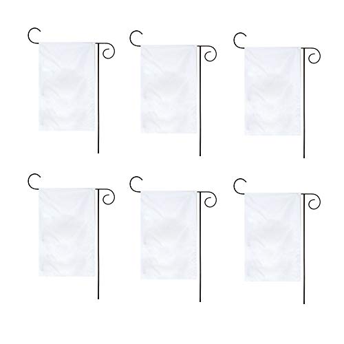 Flaglink Solid White Blank Garden Flag 12x18inches - Heavy Duty Double Side Black Inside Looks Like Light Grey -Block Light And Mirroring - Outdoor Yard Decorative Flags For Sublimation HTV Custom Garden Yard Decorate 6 Pcs Pack