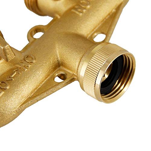 Lifynste 4 Way Brass Hose Splitter, 3/4" Heavy-Duty Brass Garden Hose Splitter, Garden Hose Adapter Connector