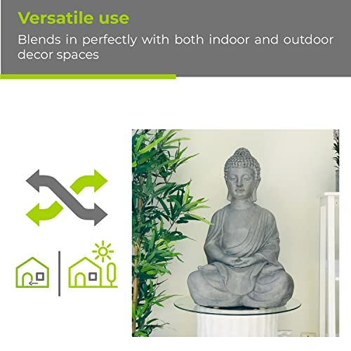 Kante 25.6" Lightweight Sitting Meditating Buddha Zen Indoor Outdoor Statue Natural Concrete