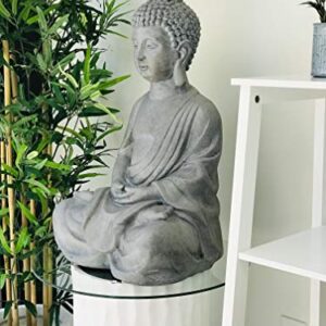 Kante 25.6" Lightweight Sitting Meditating Buddha Zen Indoor Outdoor Statue Natural Concrete