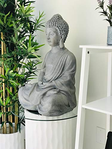 Kante 25.6" Lightweight Sitting Meditating Buddha Zen Indoor Outdoor Statue Natural Concrete