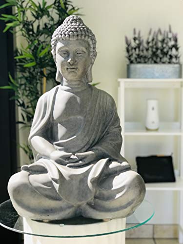 Kante 25.6" Lightweight Sitting Meditating Buddha Zen Indoor Outdoor Statue Natural Concrete