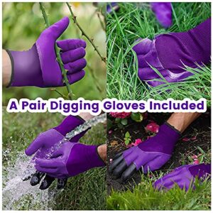 Garden Kneeler and Seat Foldable Garden Stools Garden Bench with 2 Tool Pouches & 2 Digging Gloves, Portable Garden Kneeling Pad EVA Foam Pad, Garden Gifts Tools for Men Women Gardener (Black&Purple)