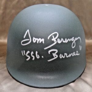 Tom Berenger Platoon Army Helmet Signed SSG Barnes JSA Sticker No Card