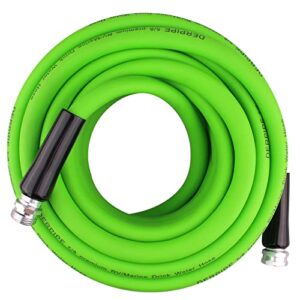 DERPIPE Heavy Duty Garden Hose - 5/8" x 50 ft, Flexible and Kink Resistant RV Safe Drinking Water Hose, with 3/4" GHT Solid Aluminum Connector