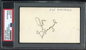 joe garagiola hof autographed index card st. louis cardinals psa/dna – mlb cut signatures