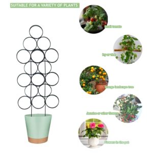 LONCHDAN Trellis for Climbing Plants Indoor 15.7 Inch, Stackable Garden Trellis for Potted Plant Support, 3 Pack Small Houseplant Metal Wire Trellis for Vines Pothos Rose Monstera Accessories (Black)