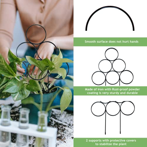 LONCHDAN Trellis for Climbing Plants Indoor 15.7 Inch, Stackable Garden Trellis for Potted Plant Support, 3 Pack Small Houseplant Metal Wire Trellis for Vines Pothos Rose Monstera Accessories (Black)