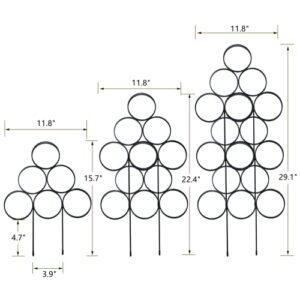 LONCHDAN Trellis for Climbing Plants Indoor 15.7 Inch, Stackable Garden Trellis for Potted Plant Support, 3 Pack Small Houseplant Metal Wire Trellis for Vines Pothos Rose Monstera Accessories (Black)