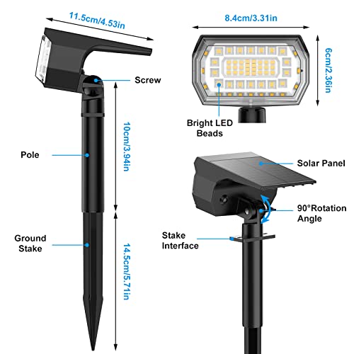 MinPea Solar Spot Lights Outdoor, [57 LED/10 Pack] Solar Lights Outdoor IP65 Waterproof, 3 Modes Solar Landscape Spotlights, Solar Powered Garden Yard Light for Patio Pathway Driveway Pool(Warm White)