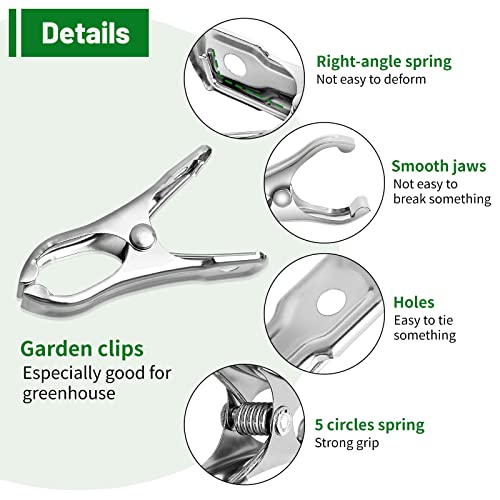 40PCS Greenhouse Clips, Stainless Steel Garden Clips, Plant Clips for Outdoors Hanging Heavy Duty Forest Cloth Blankets Netting Freeze Protection Outside Accessories Garden Hoops Cover Shade Supplies