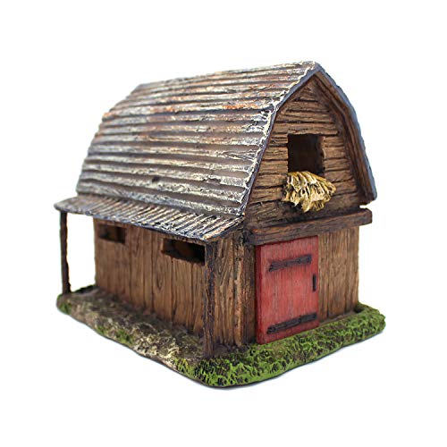 NW Wholesaler Fairy Garden Miniature Barn House with Working Door - 7 Inch Fairy Garden Home Detailed Fairy Garden House with Working Door