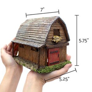 NW Wholesaler Fairy Garden Miniature Barn House with Working Door - 7 Inch Fairy Garden Home Detailed Fairy Garden House with Working Door