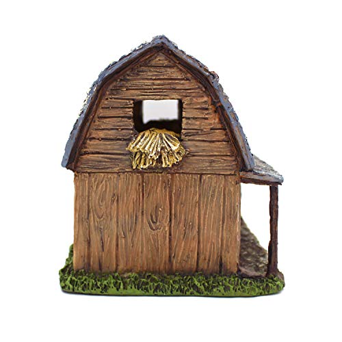 NW Wholesaler Fairy Garden Miniature Barn House with Working Door - 7 Inch Fairy Garden Home Detailed Fairy Garden House with Working Door