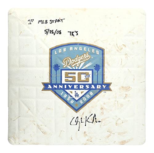 Historic Clayton Kershaw MLB Debut Signed Inscribed Game Used Base Steiner COA - MLB Autographed Game Used Bases