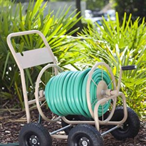 Liberty Garden 870-M1-2 Industrial 4-Wheel Garden Hose Reel Cart, Holds 300-Feet of 5/8-Inch Hose - Tan