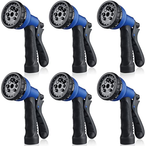 6 Pieces Garden Hose Nozzle Sprayer ABS Water Hose Spray Nozzle Garden Sprayer Hose Hand Sprayer for Hose Water Hose Nozzle for Watering Plants Lawn Garden Cleaning Showering Pets Washing Cars Blue