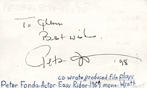 Peter Fonda Actor Producer Wyatt in Easy Rider Movie Signed Index Card JSA COA