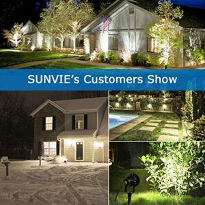 SUNVIE LED Outdoor Spotlight 12W Landscape Lighting 120V AC Waterproof Landscape Lights Spot Lights for Yard with Spiked Stake Warm White Flag Lights Garden Decorative Lamp with US 3-Plug in (6 Pack)