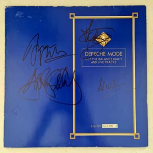 depeche mode autographed ‘get the balance .’ lp coa #dm55587