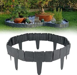 garden edging border, garden landscape edging borders for flower bed, gray stone effect plastic lawn edging fencing | no dig landscape edging | 20 pcs | 16 ft | (gray)