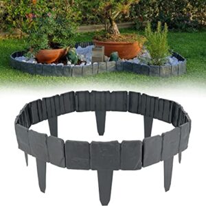 Garden Edging Border, Garden Landscape Edging Borders for Flower Bed, Gray Stone Effect Plastic Lawn Edging Fencing | No Dig Landscape Edging | 20 Pcs | 16 Ft | (Gray)