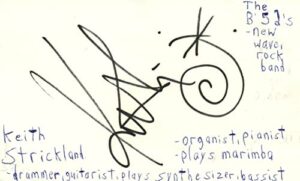 keith strickland drummer guitarist b-52’s rock band signed index card jsa coa