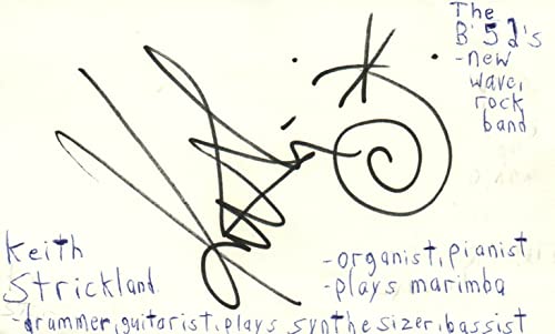 Keith Strickland Drummer Guitarist B-52's Rock Band Signed Index Card JSA COA