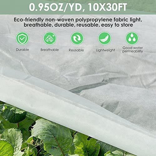 Plant Covers Freeze Protection,10Ft x 30Ft Floating Row Cover,Garden Fabric Plant Cover for Winter,Frost Blanket Cover for Cold Weather,Frost Protection Sun Pest Protection and Covers Outdoor Plants