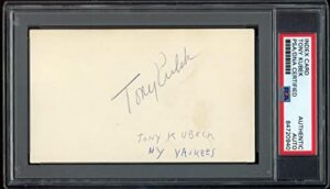 tony kubek autographed/inscribed 3×5 index card new york yankees psa/dna – mlb cut signatures