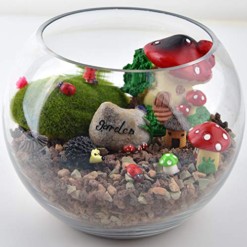 Zealor Miniature Ornaments Kit Fairy Garden Accessories Set Terrarium Kit Miniature Houses and Figurines Garden Decor